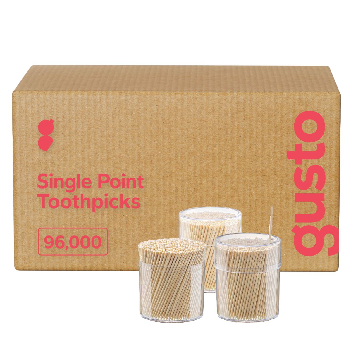 [Case of 99,000] Bamboo Wooden Toothpicks Wood Round Single-Point Teet