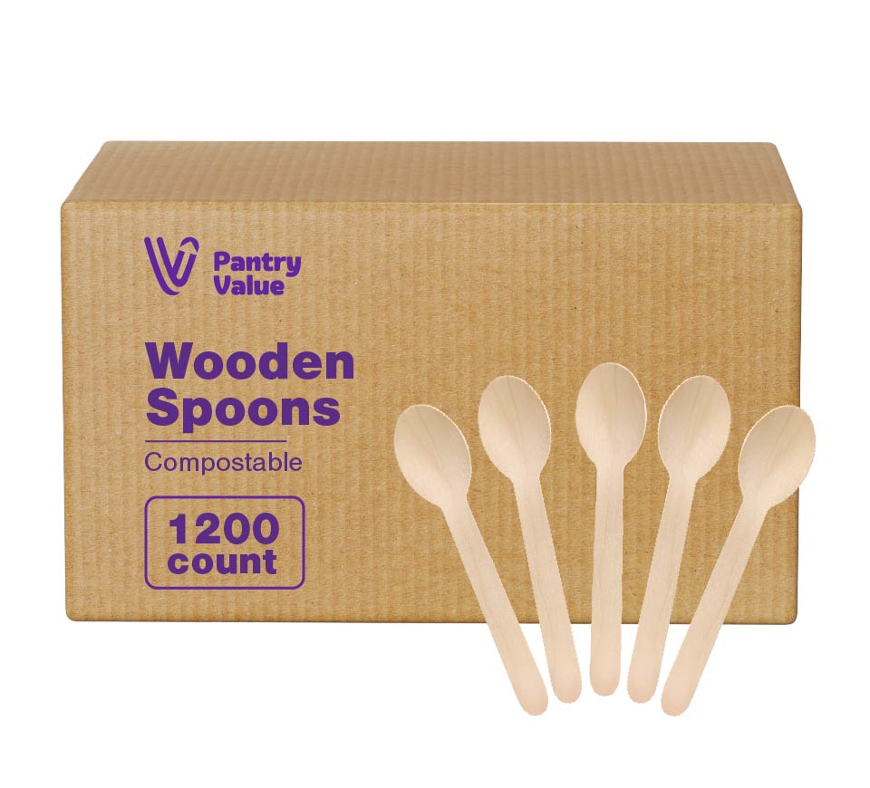 [Case of 1200] Disposable Wooden Spoons, Splinter-free Biodegradable,