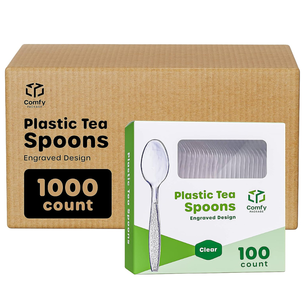 [Case of 1000] Heavyweight Clear Plastic Tea Spoons